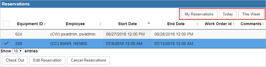 View Reservations
